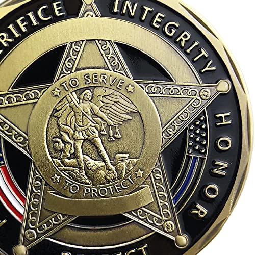 Police Officer Challenge Coin Saint Michael Prayer Gift Thank You For Your Service