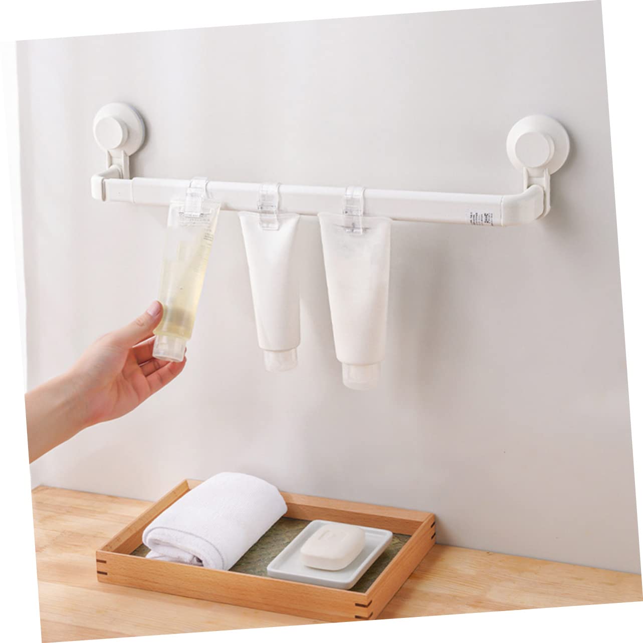 VOSAREA 12pcs Hook Clip Toothpaste Clip Coat Hangers Facial Face Wash Clear Shower Suction Hooks Mirror Holder Clips Bathroom Clear Hanging Clips Multipurpose Storage Hanging Clip