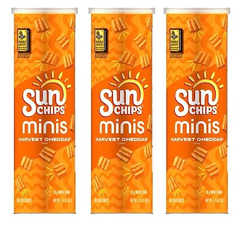 Sunchips Harvest Cheddar Minis, 3.75 oz Canisters, 3 Pack