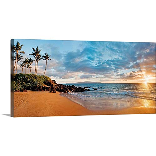 GREATBIGCANVAS Hawaii, Maui, Makena, Secret Beach At Canvas Wall Art Print, Coastal Home Decor Artwork, 48"x24"x1.5"