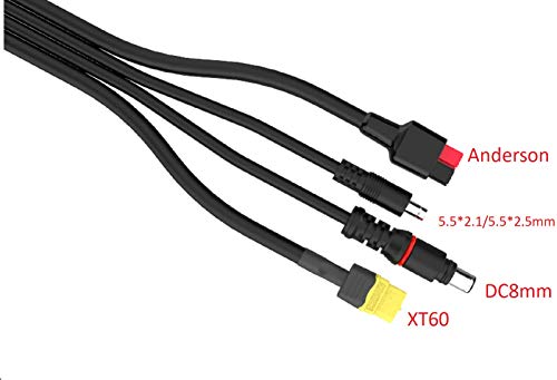 PolyEnergy Solar Connector to 4X Connector Adapter DC8mm Anderson XT60 Connector DC5521 DC5525 Connector Solar Charge Cable for 100W to 200W Portable Solar Panel for Portable Power Station