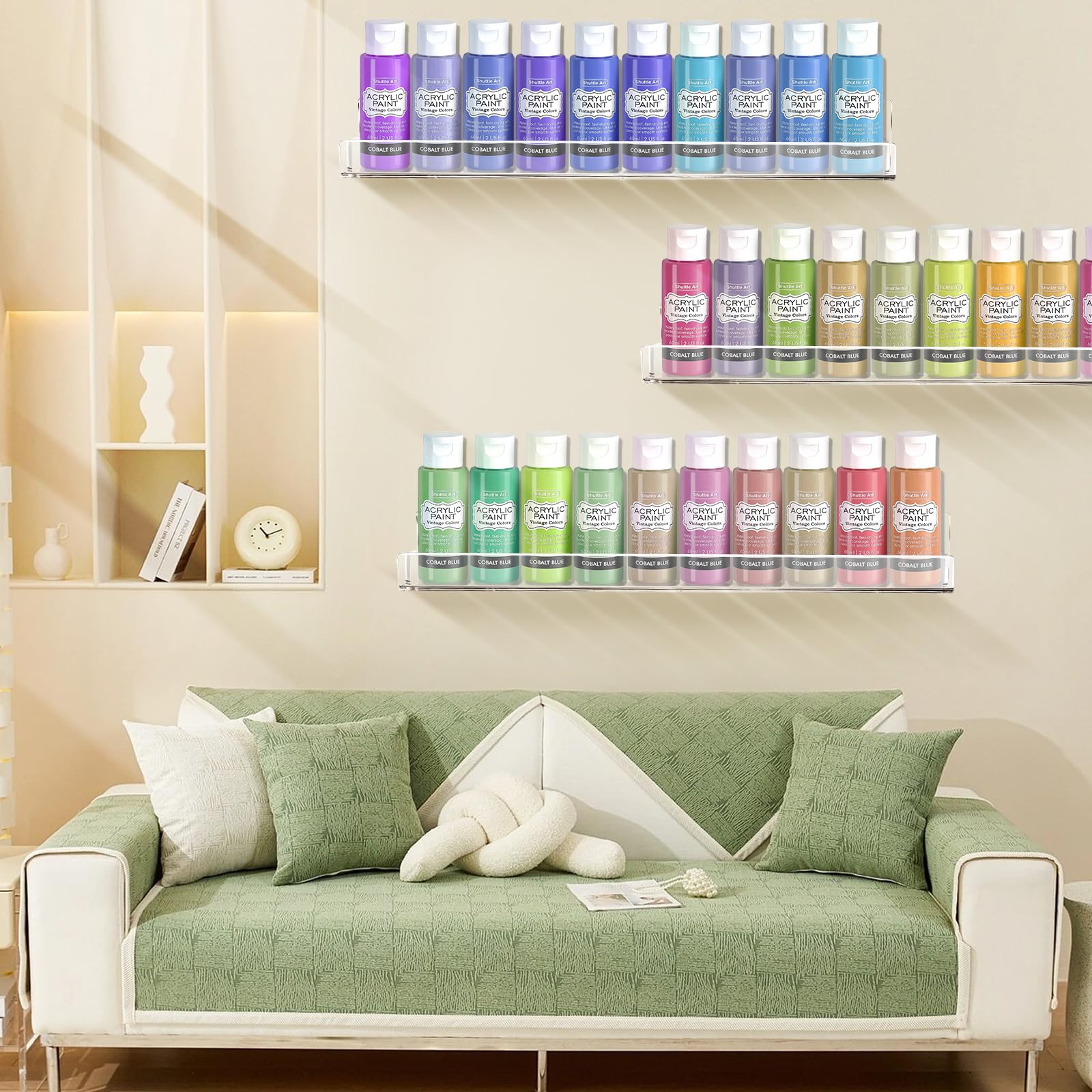 Vowcarol Clear Paint Organizer Wall-Mount, Miniature Paint Holder, Paint Rack Organizer, Craft Paint Organizer Rack