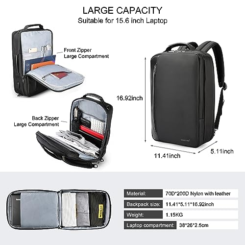 TIGERNU Laptop Backpack for Men 4-in-1 Business Backpack 15.6 Inch Computer Professional Backpack for Travel (TGN-B006 Black)