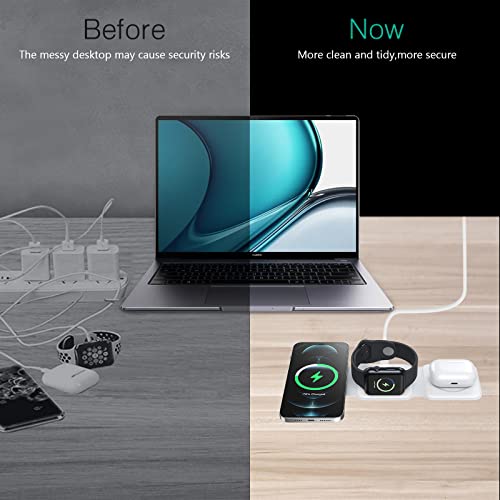 ORIA Foldable Wireless Charger, 3 in 1 Wireless Charging Pad, Fast Wireless Charger for iOS Phone 14/Plus/Pro/13/12/11, i Watch6/5/4/3/2/1, Air pods/Pro (Adapter Not Included)