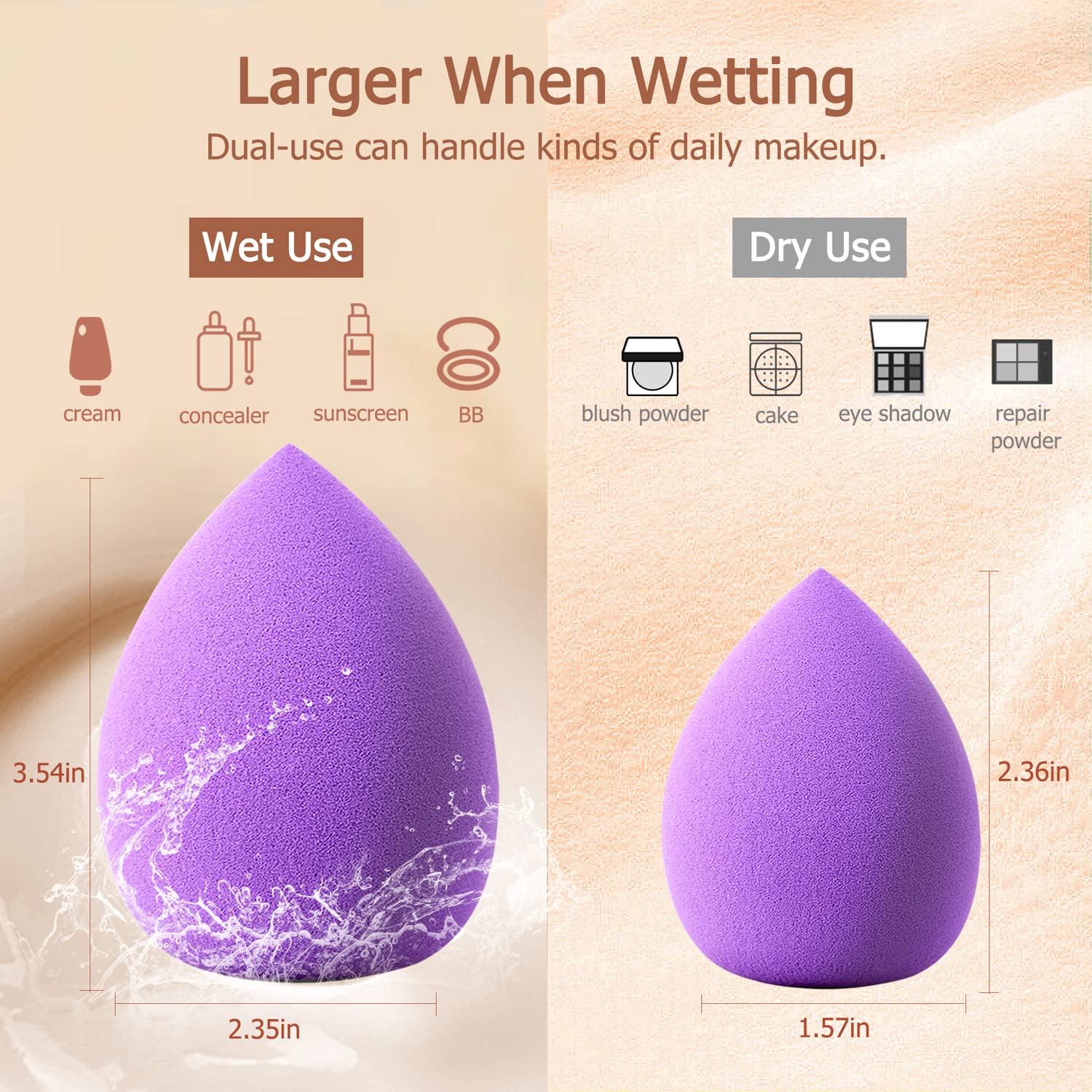 Sokurang Latex free muti-color teardrop beauty blender, egg shape makeup sponge for blending, 4 pack make up sponges for face, set of 4 pcs, great gift for woman.…