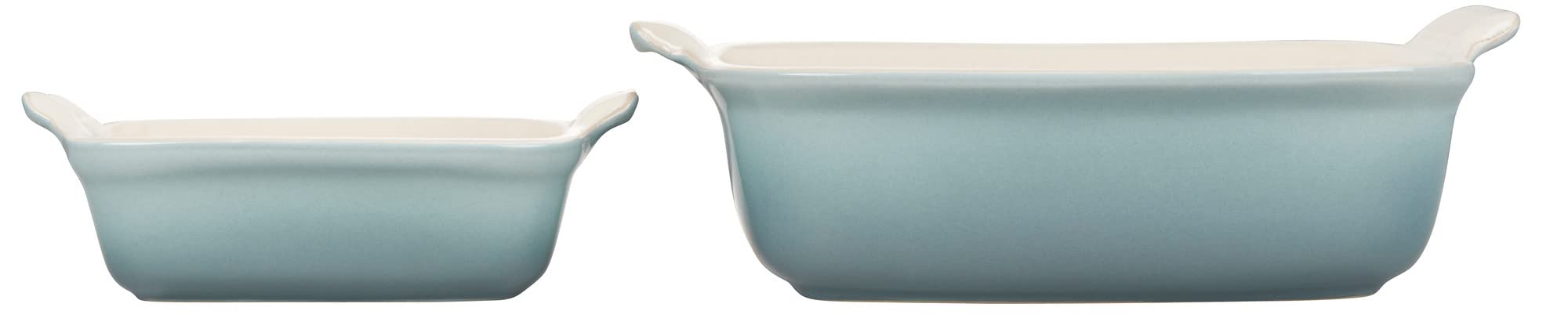 Le Creuset Stoneware Heritage Set of 2 Square Dishes , Small - 18 oz. & Medium - 2 qt., Sea Salt