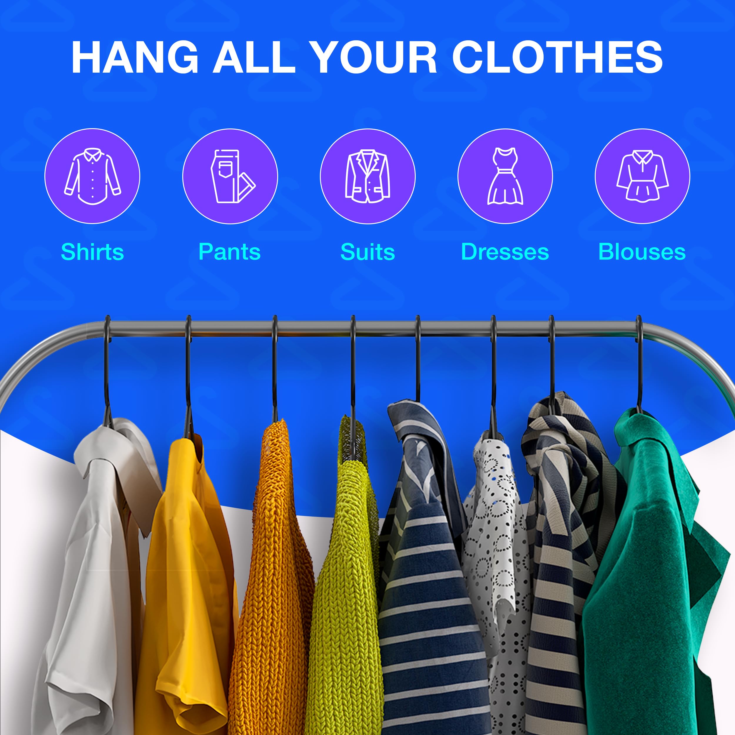 Unbreakable Clothes Hangers by Unclutter, 100 Pack. Quality, Strong Hangers, Ideal for Coats, Shirts, Blouses and Pants (100, Black)