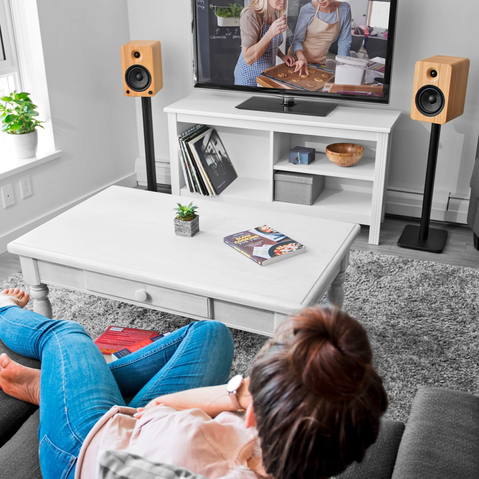 Kanto YU6BAMBOO Powered Bookshelf Speakers with Bluetooth and Phono Preamp | Pair | Bamboo
