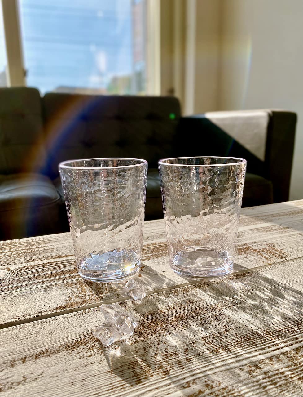 KLIFA- NICE- 14.7 & 20 ounce, Set of 8, Acrylic Tumbler & Highball Drinking Glasses, BPA-Free, Stackable Plastic Drinkware, Dishwasher Safe Cups, Clear