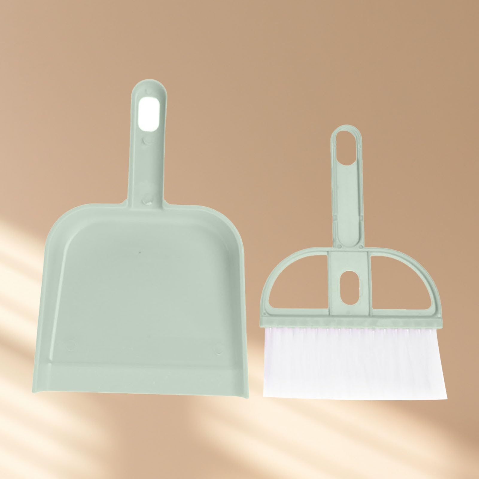 Small Broom and Dustpan Set Efficiently Sweeping Desktop Dust for Office Home School Portable Plastic Mini Broom Dustpan (Nordic Green)