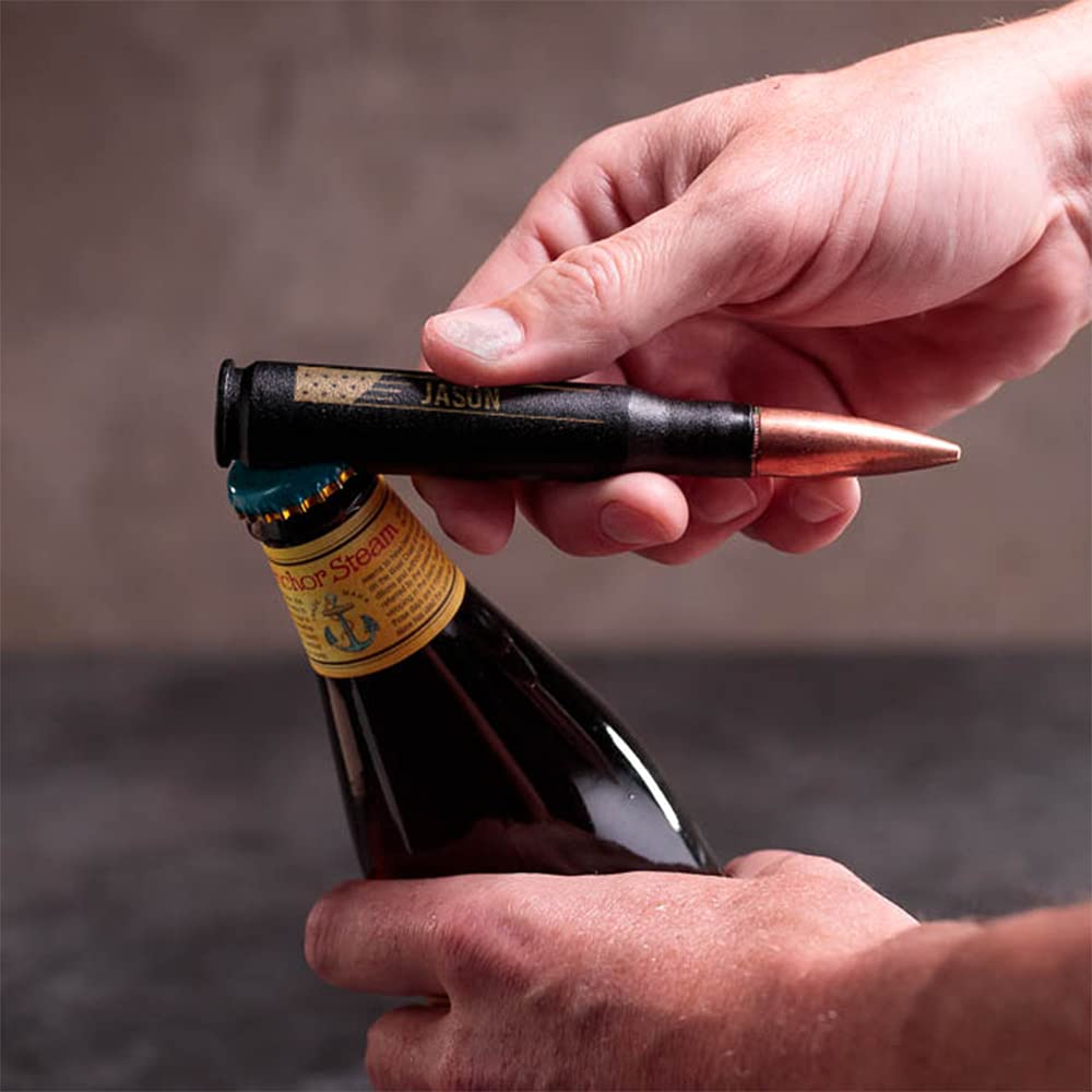 Man Crates, Big Shot Crate β Includes 2 Personalized Pint Glasses & .50 cal Bullet Bottle Opener β Great Gift for Men