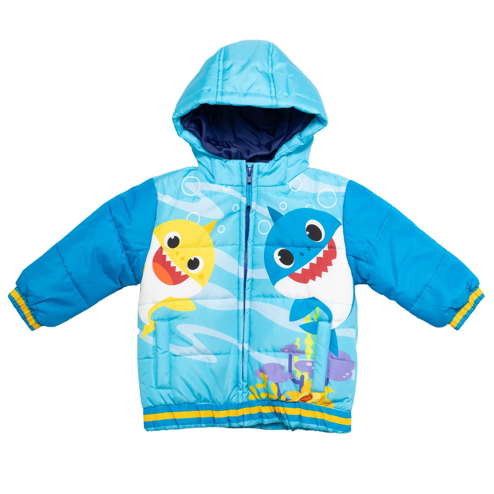 Pinkfong Baby Shark Daddy Shark Toddler Boys Zip Up Winter Coat Puffer Jacket Blue 3T