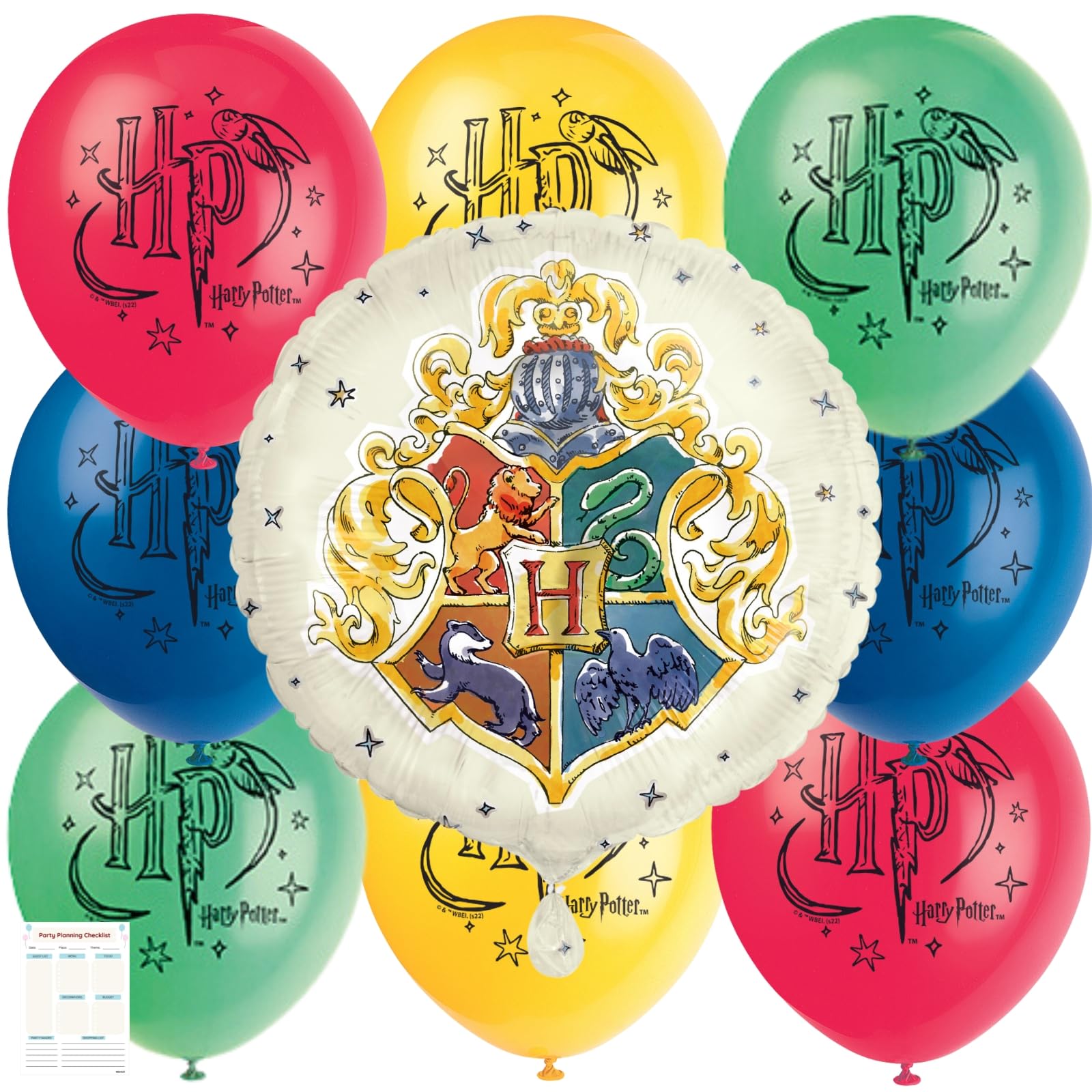 Unique Harry Potter Balloons Bundle - 8 Latex Party Balloons 12ā, 1 Foil Balloon 18ā, Checklist, Harry Potter Party Decorations & Supplies, Kids Birthday Party