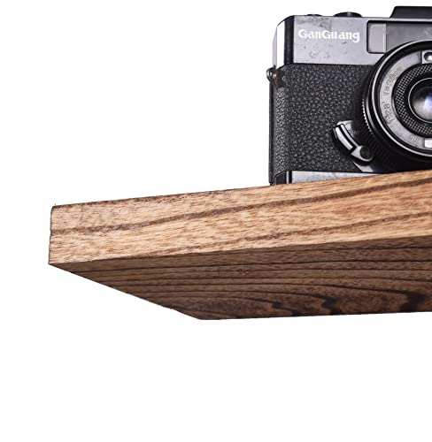 YYWUOJJ Wood Floating Shelves for Wall Decor, Rustic Wall Shelves for Bedroom Bathroom Kitchen Living Room, Set of 4 Light Walnut