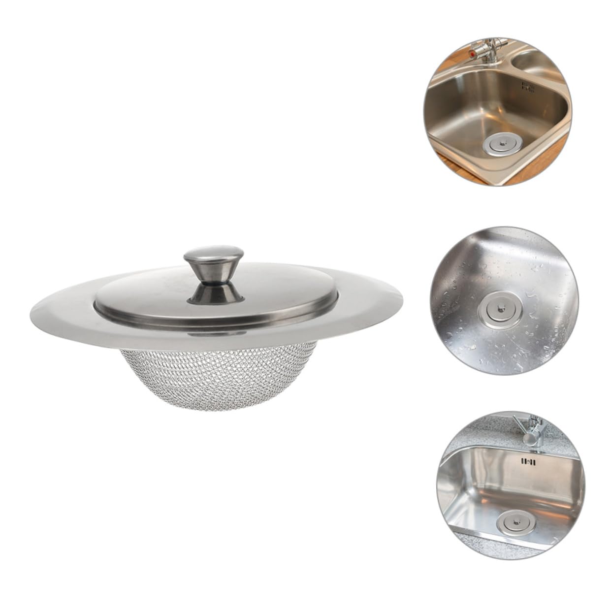 WHAMVOX 1 Set Kitchen Sink Drain Strainer and Stopper with Wide Rim for Standard Sinks Includes Mesh Strainer and Stopper for Effective Clogging Prevention