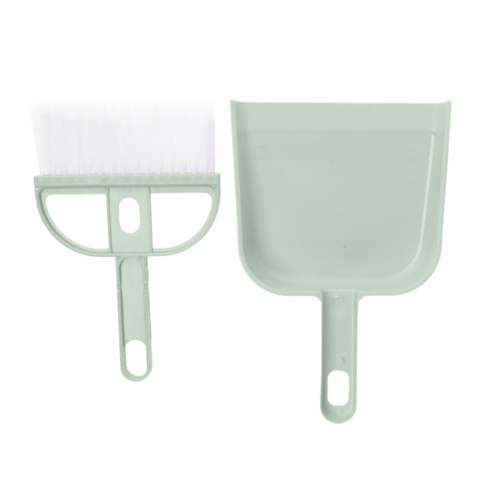 Small Broom and Dustpan Set Efficiently Sweeping Desktop Dust for Office Home School Portable Plastic Mini Broom Dustpan (Nordic Green)