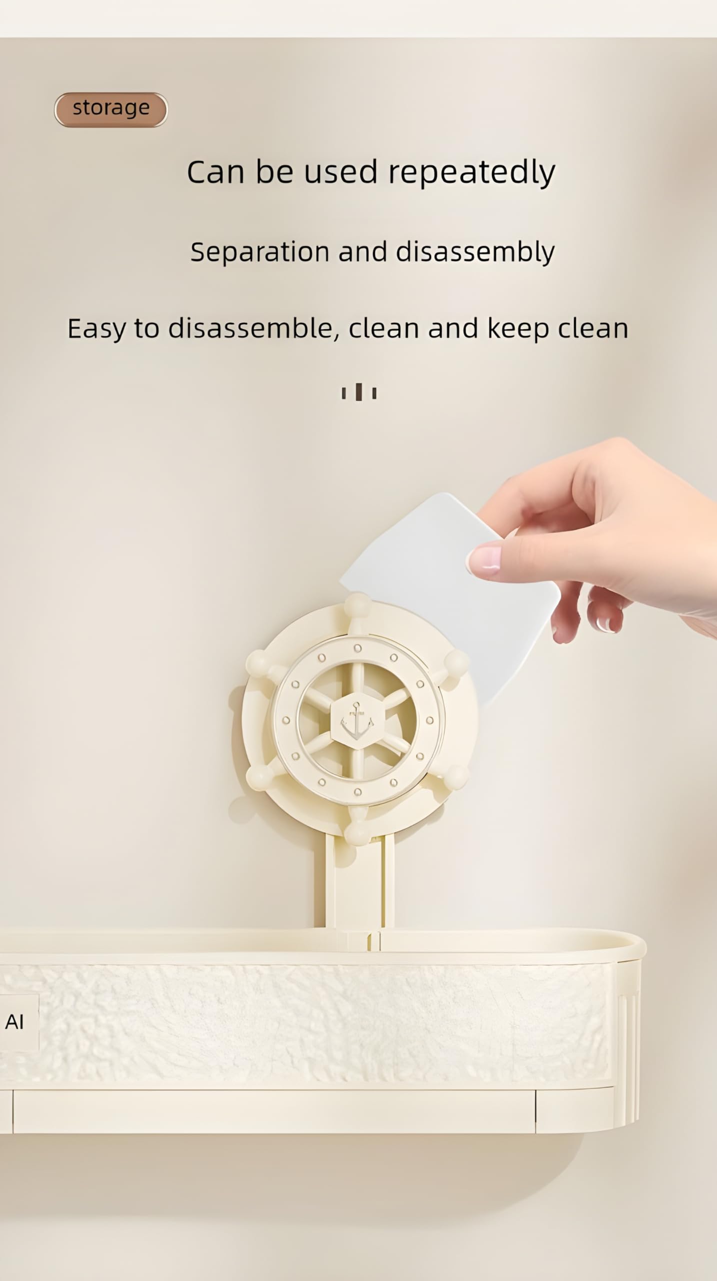 therlig Shower Caddy Suction Cup(Rudder Shape) NO-Drilling Removable Powerful Suction Waterproof Organizer,Storage Basket For Body Wash & Toiletries Bathroom & Kitchen Caddy Organizer