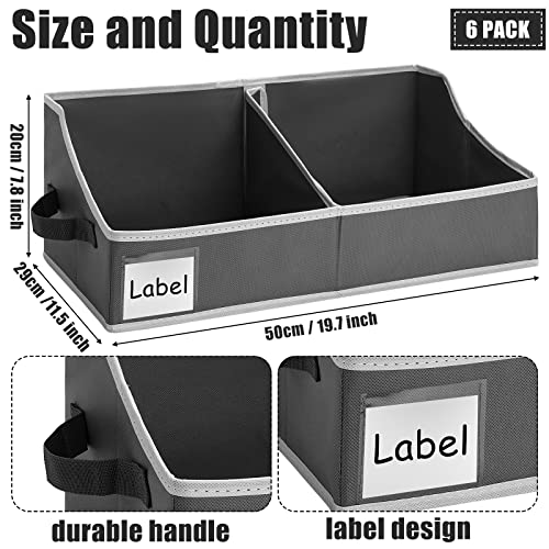 Karenhi 6 Pcs Trapezoid Large Foldable Closet Storage Bins with Label Handle 19.7" x 11.4" x 8" Fabric Closet Organizers Storage Boxes for Organizing Shelves, Clothes, Books, Toys (Light Gary)