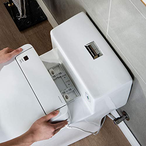 WOODBRIDGE White Luxury, Elongated One Piece Advanced Bidet, Smart Toilet Seat with Temperature Controlled Wash Functions and Air Dryer T-0737