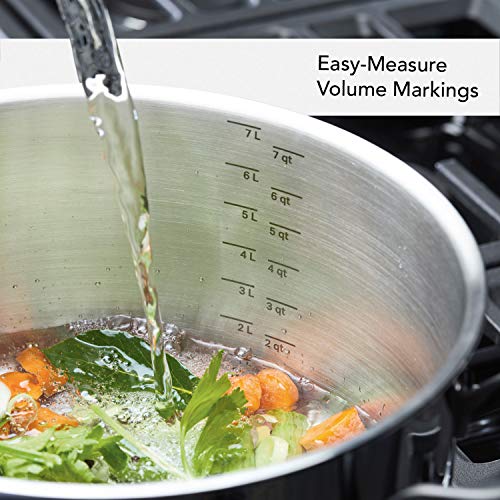 KitchenAid 5-Ply Clad Polished Stainless Steel Stock Pot/Stockpot with Lid, 8 Quart