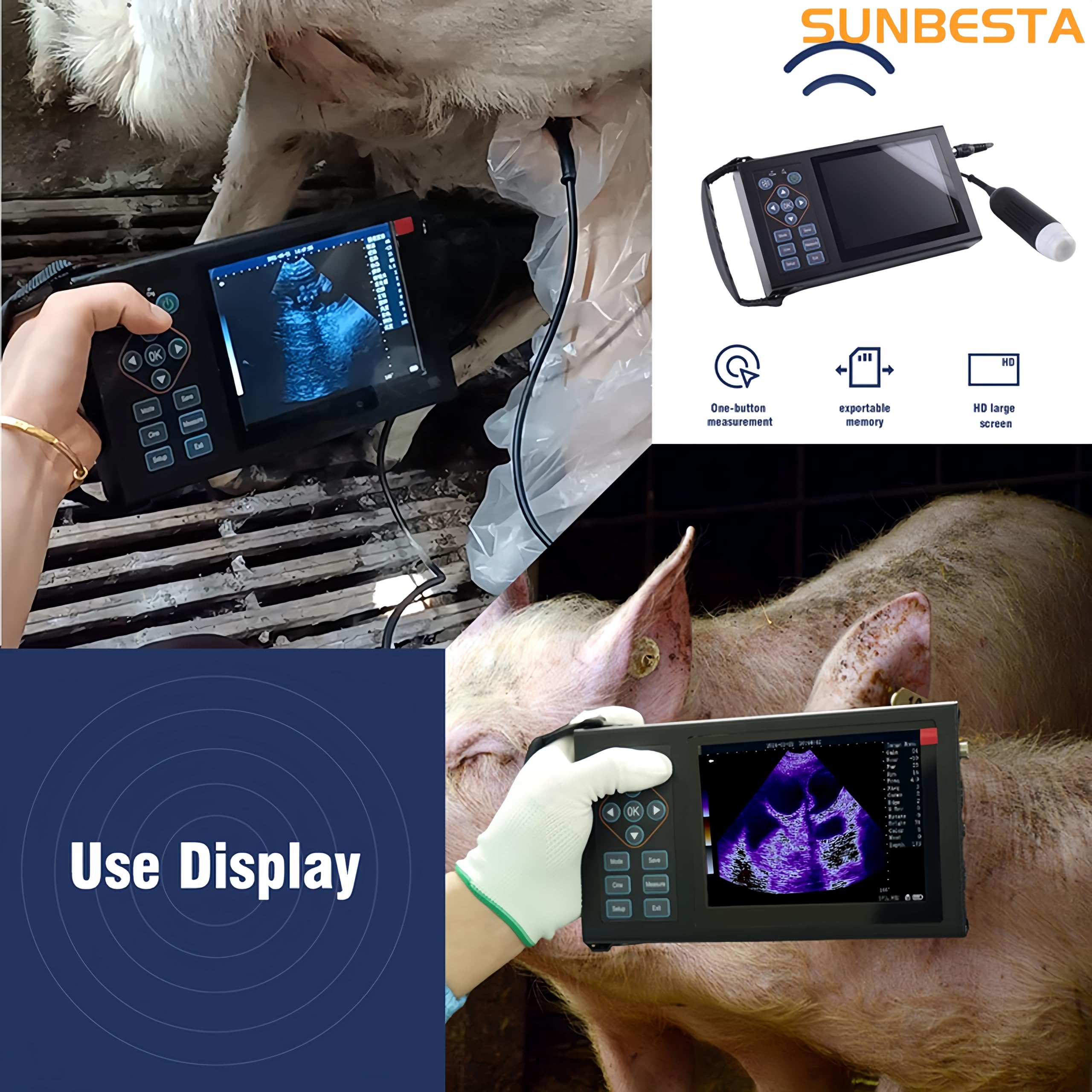 SUNBESTA M10 Veterinary Ultrasound Machine for Pregnancy, at Home Ultrasound with 3.5 MHz Probe for Sheep, Goats, Pigs and Sows pregnancies