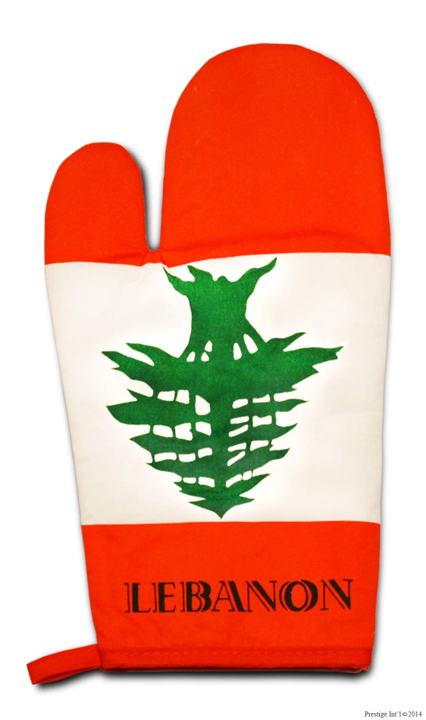 Lebanon Flag Kitchen & BBQ Set w/ Apron, Oven-mitt & Pot-holder Lebanese
