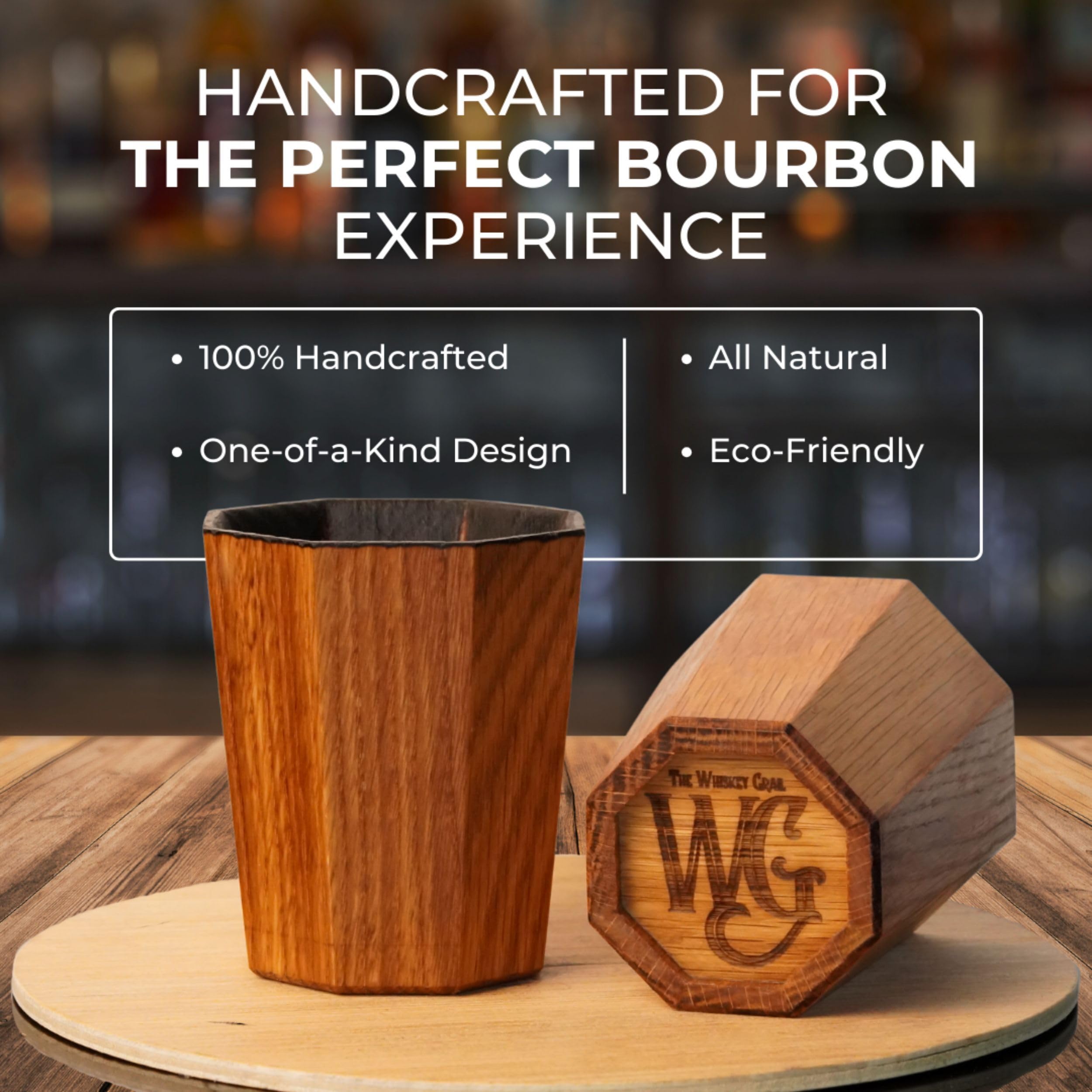 Whiskey Grail: Never Drink Alone - Handcrafted White Oak Bourbon & Whiskey Drinking Vessel, Artisan Made for Sharing & Savoring with Friends - 2 Packs