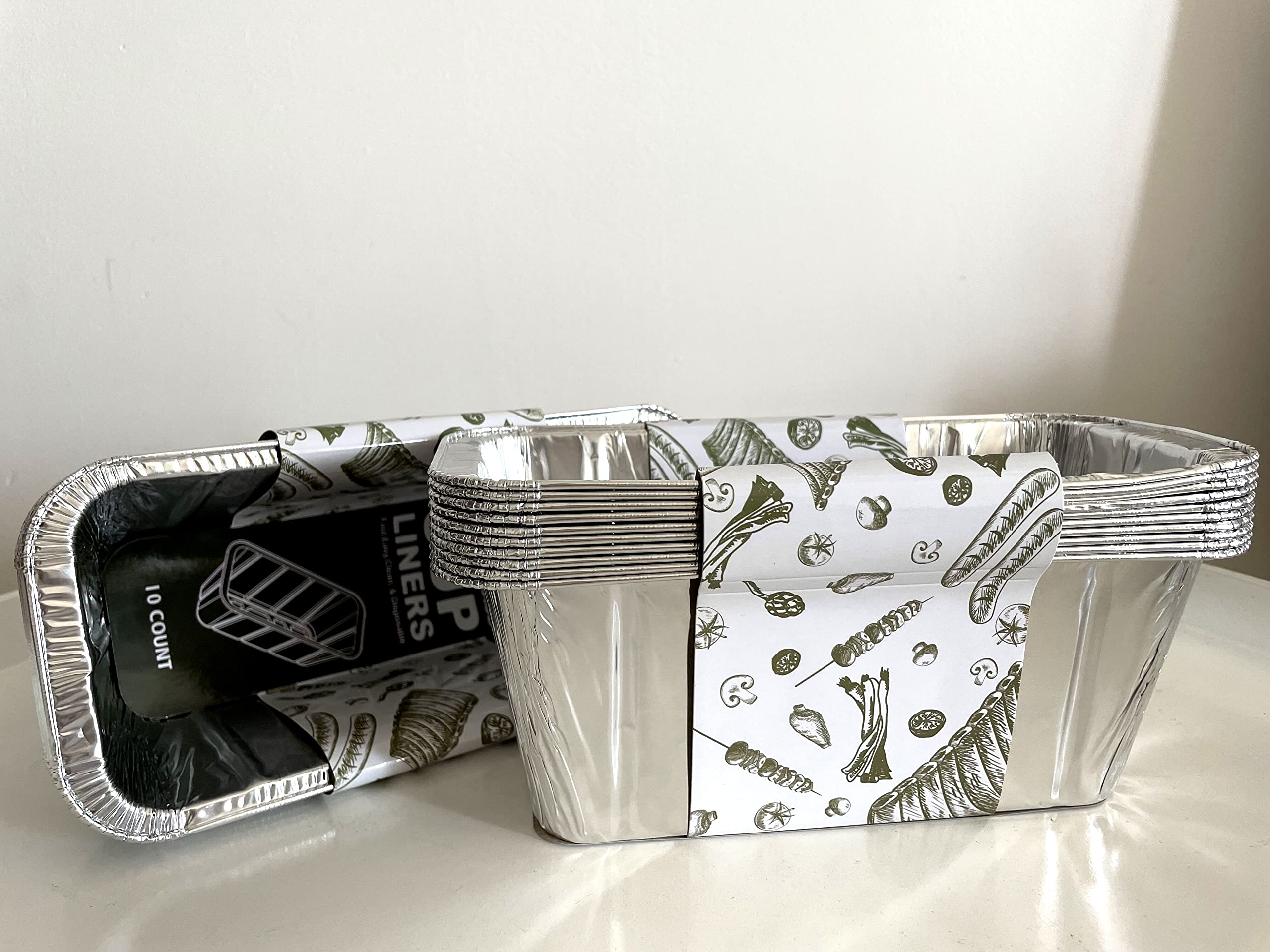 MESTAEK 30 Pack Drip Pans Compatible, 8" x 3.7" x 3" Griddle, Rear Grease Cup, Disposable Aluminum Foil for Baking, Cooking, Heating, Storing, Prepping Food