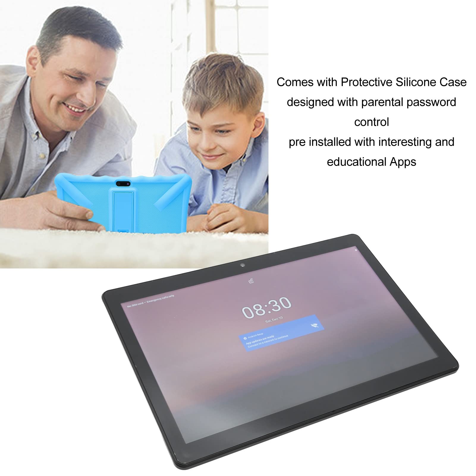 Kids Tablet, 10.1 Inch Android 10 Tablet PC, 2GB RAM 32GB ROM, IPS Touchscreen, Quad Core CPU, Dual Camera, Bluetooth, WiFi, Parental Control, Toddler Tablet with Shockproof Case (Blue)