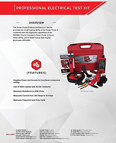 Power Probe Professional Electrical Test Kit - Red (PPROKIT01) Inc III w/PPDMM