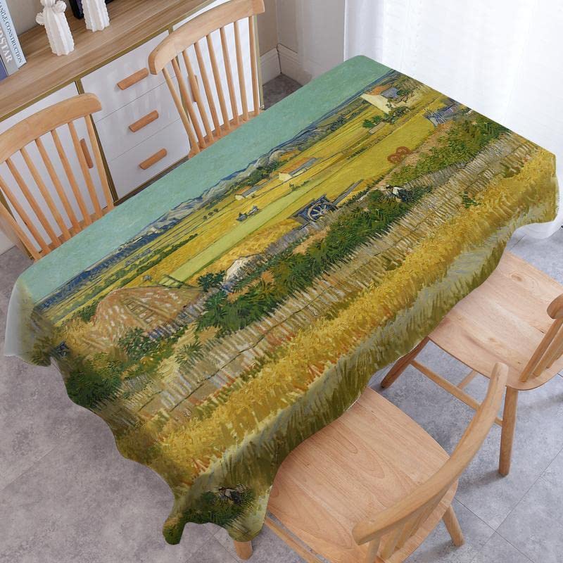 MLQL Van Gogh Oil Painting Waterproof Coffee Table Table Cover Rectangular Tablecloth Party Decoration Tablecloth Mantel A19 140x210cm
