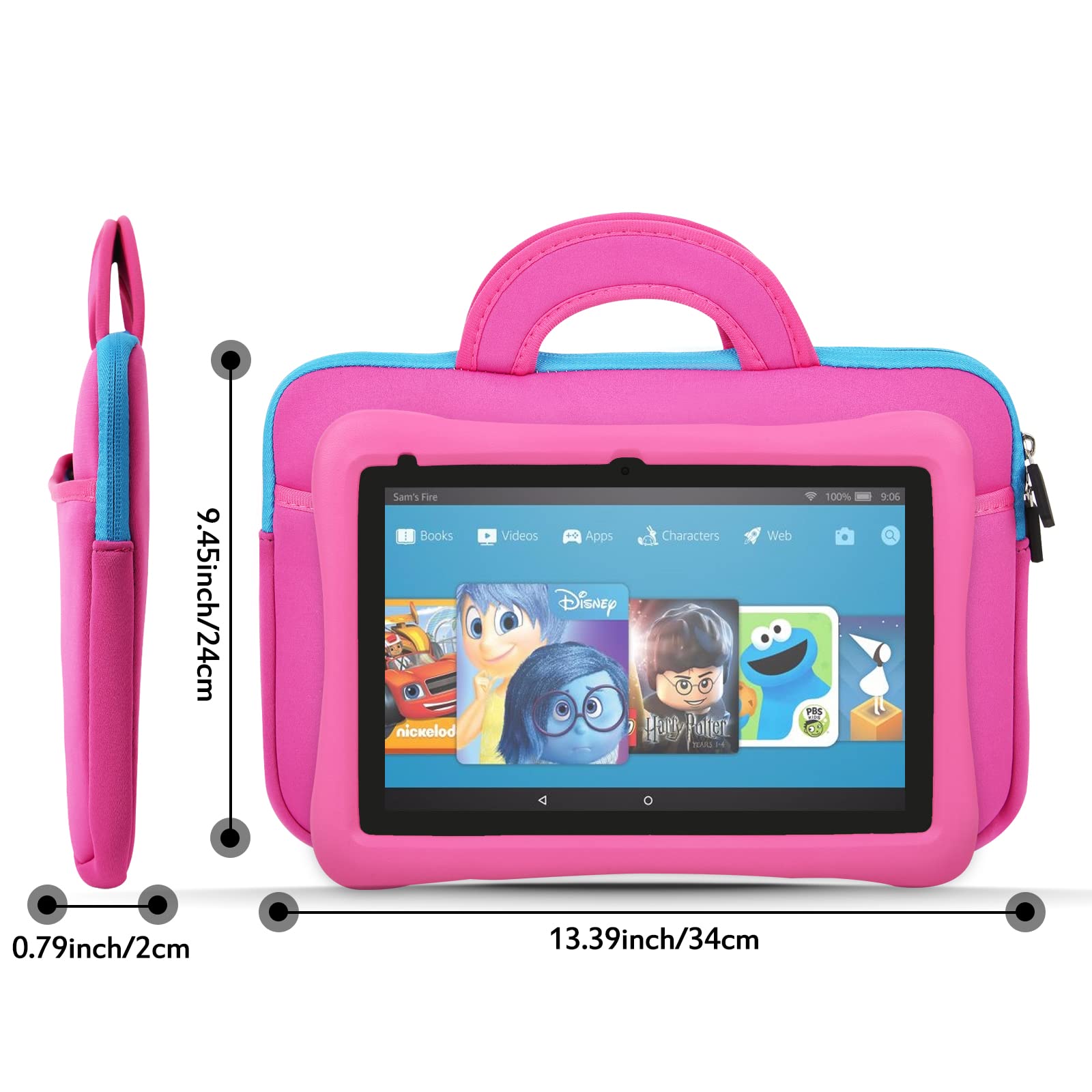 Kids Tablet, 10 inch Toddler Tablet, Google Kids Space, Teacher Approved apps with Parent Control, Eye Protection Mode, EVA Shockproof Case and Tablet Sleeve Bag Bundle, PlimPad Kids10 (Pink Set)