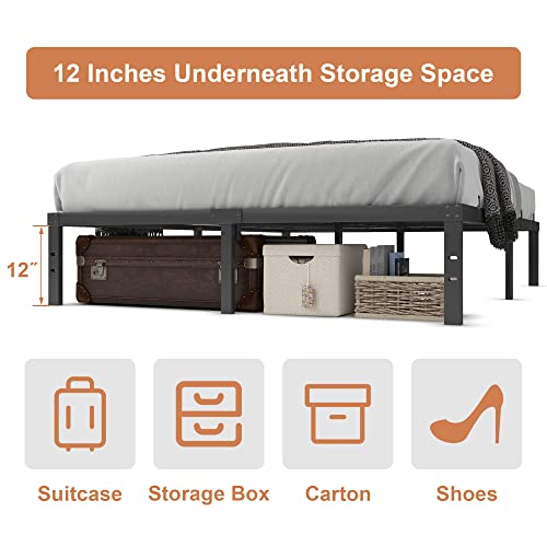 Umyder Full Size Bed Frame with Steel Slats Support,Sturdy and Durable No Box Spring Needed 14 Inch High Platform Metal Bedframes Black Heavy Duty 3500lbs,Noise Free,Easy Assembly