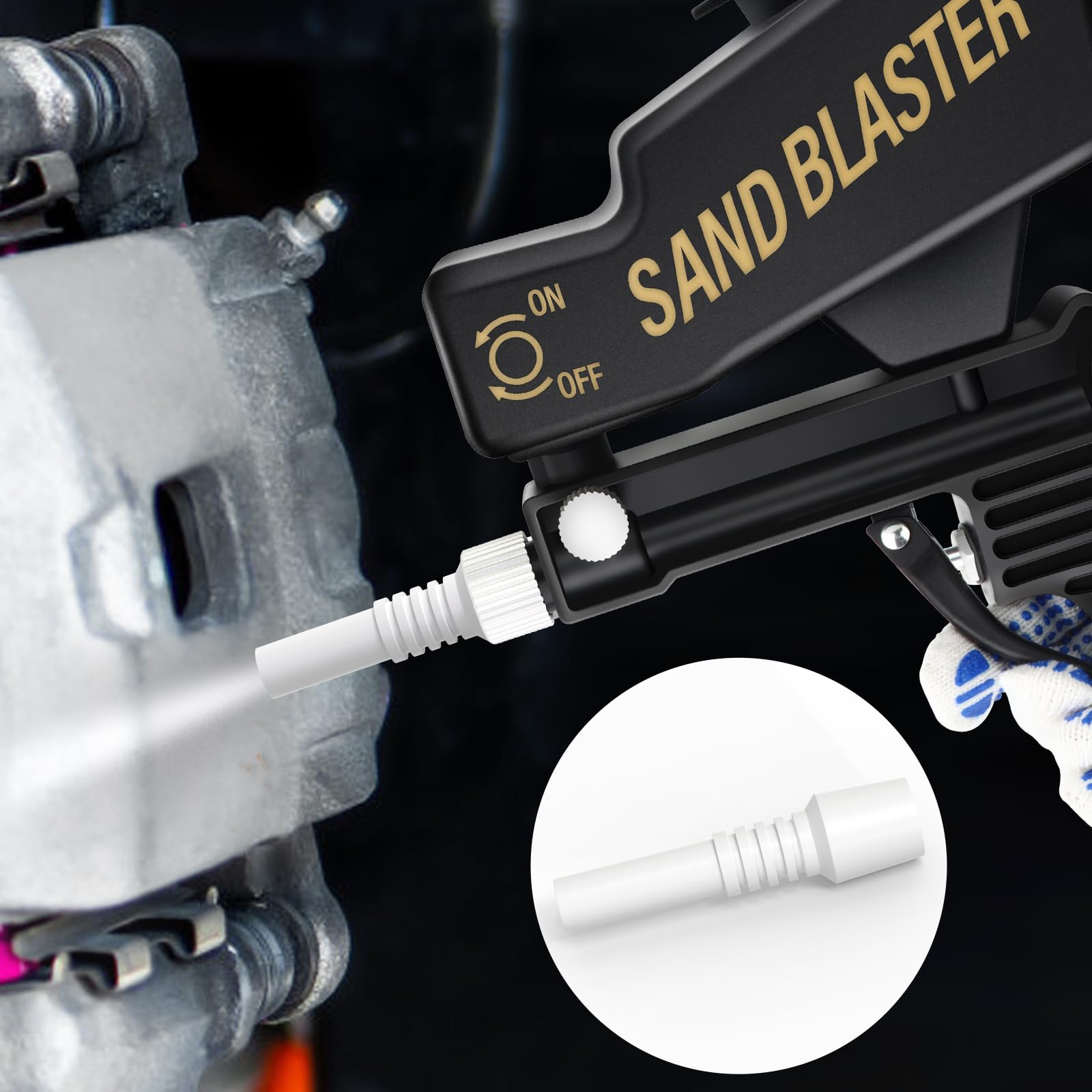 QCDENG 10mm 8pcs Sand Blaster Replacement Ceramic Nozzles, White Ceramic Rust Removal Sandblast Machine Nozzle