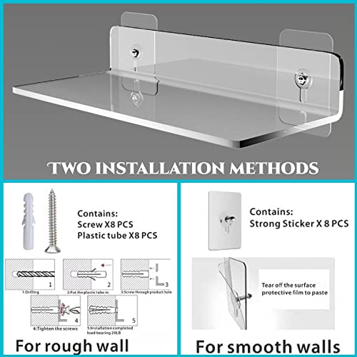 Swvzwy Acrylic Bathroom Adhesive Shelves,No Drill,Will Not Damage Bathroom Tiles, Renter Friendly Shelves