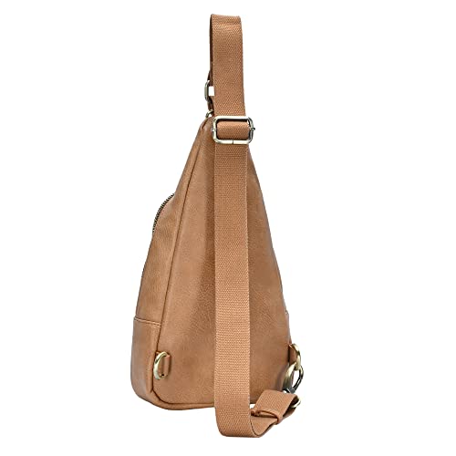 MMS Brands Antik Kraft - The Tasha Soft Vegan Leather Crossbody Sling Backpack Purse for Women - Camel