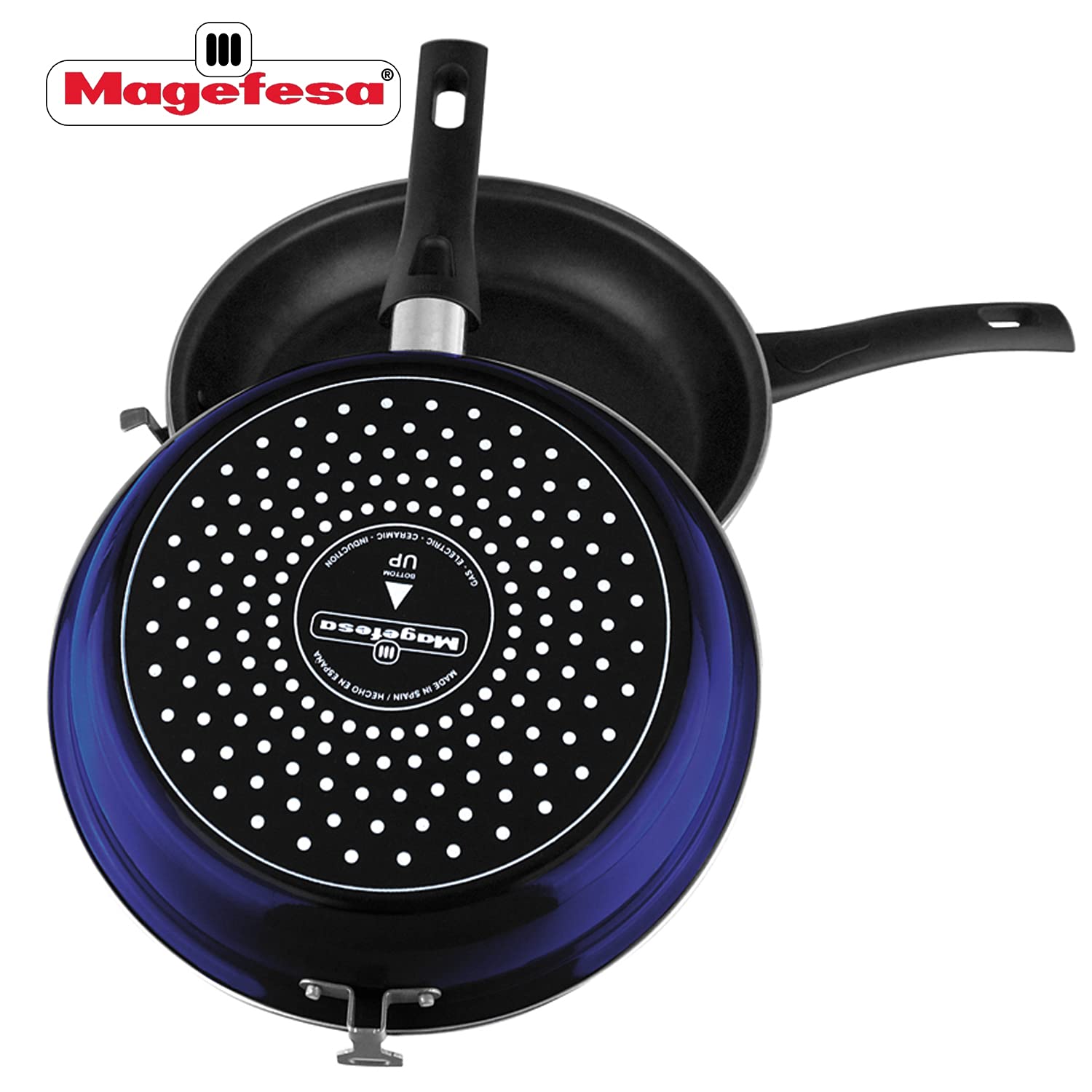 MAGEFESA ® Frittata spanish tortilla frying pan, 9.4 in, blue, double layer non-stick frying pan, vitrified steel, compatible with all types of fire, including induction, Dishwasher safe, Ergonomic