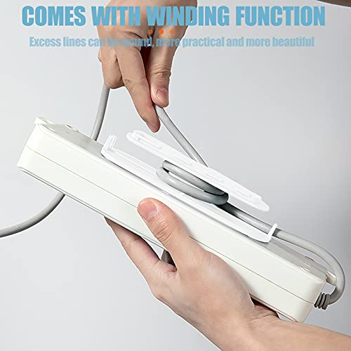 ORIJOYNA Power Strip Holder 2 Pack Self Adhesive Power Strip Mounts with Wire Wrap Function WiFi Router Surge Protector Mount Fixator Wall Mount Punch Free Cable Management System