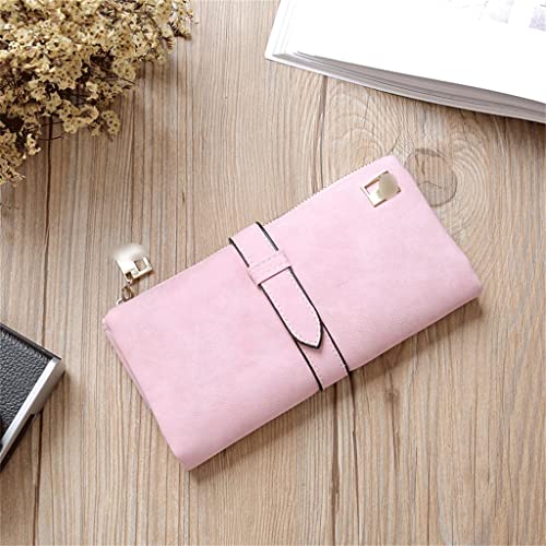N/A Solid Drawstring Nubuck Leather Zipper Long Women Wallet Phone Wallets Purse Card Holder Clutch (Color : Gray, Size : 18 * 9 * 2.4cm)