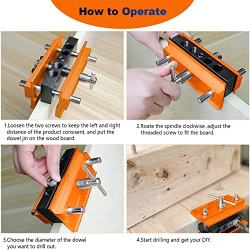 TRAVEANT Self Centering Dowel Jig Kit,Jig Drill Guide Bushings Set,Wood Working Tools Drill and Accessories,Dowel Jigs Woodworking Tools (Aluminum alloy)