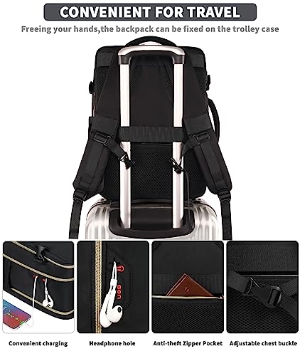 Travel Backpacks for Women Carry On, TSA Friendly Flight Approved Backpack for Traveling On airplane Water-resistant Personal Item Bag with Laptop Compartment Fits 15.6 Laptop Casual Daypack for Work