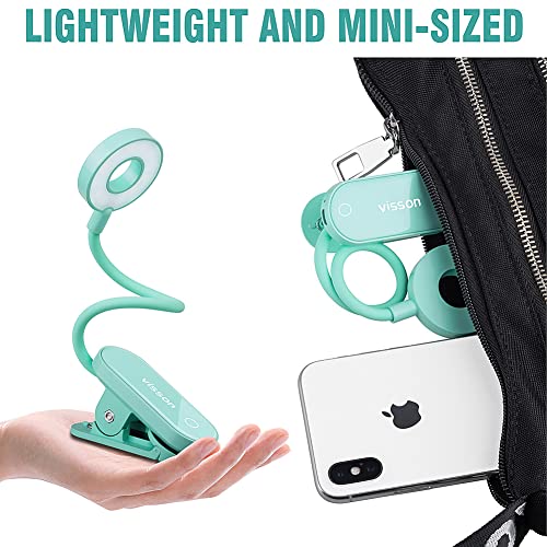 Visson Stepless Dimming Book Light,12 LED Reading Lights for Books in Bed,3 Color Temperature,Rechargeable Clip-on Light with Magnetic Function.Perfect for Bookworms,Kids