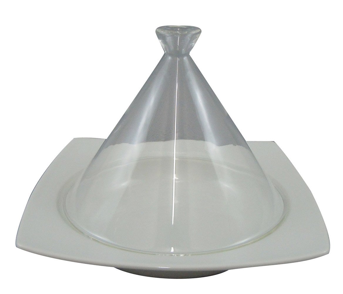 東洋セラミックス Microwave Dedicated Dream Tajin Pot (Corner) 7.9 inches (20 cm), Glass Lid, White ID-21-26