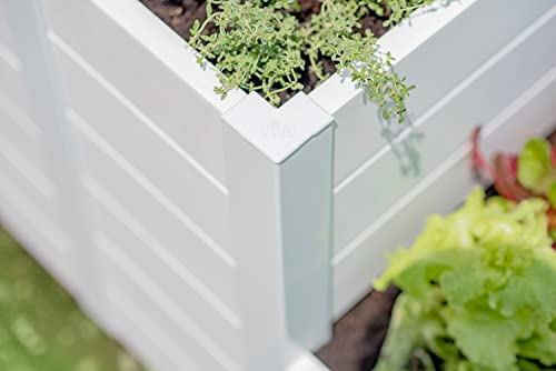 Vita Classic 33 inch x 33 inch Tiered Cascading Keyhole Garden with Composting Basket, White Vinyl, PVC, BPA and Pthalate Free, VT17109
