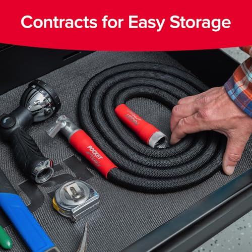 Pocket Hose Silver Bullet 2.0 Expandable Garden Hose 100-FT with Turbo Shot Nozzle, AS-SEEN-ON-TV, Lead-Free, Solid Aluminum Connectors, Easy On/Off Valve, Kink-Free, Leak-Proof