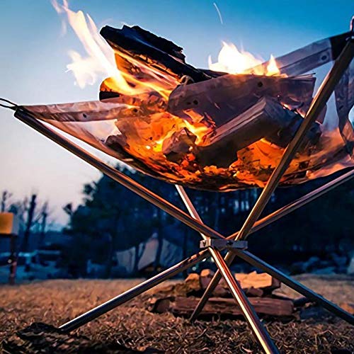 Rootless Portable Outdoor Firepit- Collapsible Steel Mesh Fireplace- Large Size