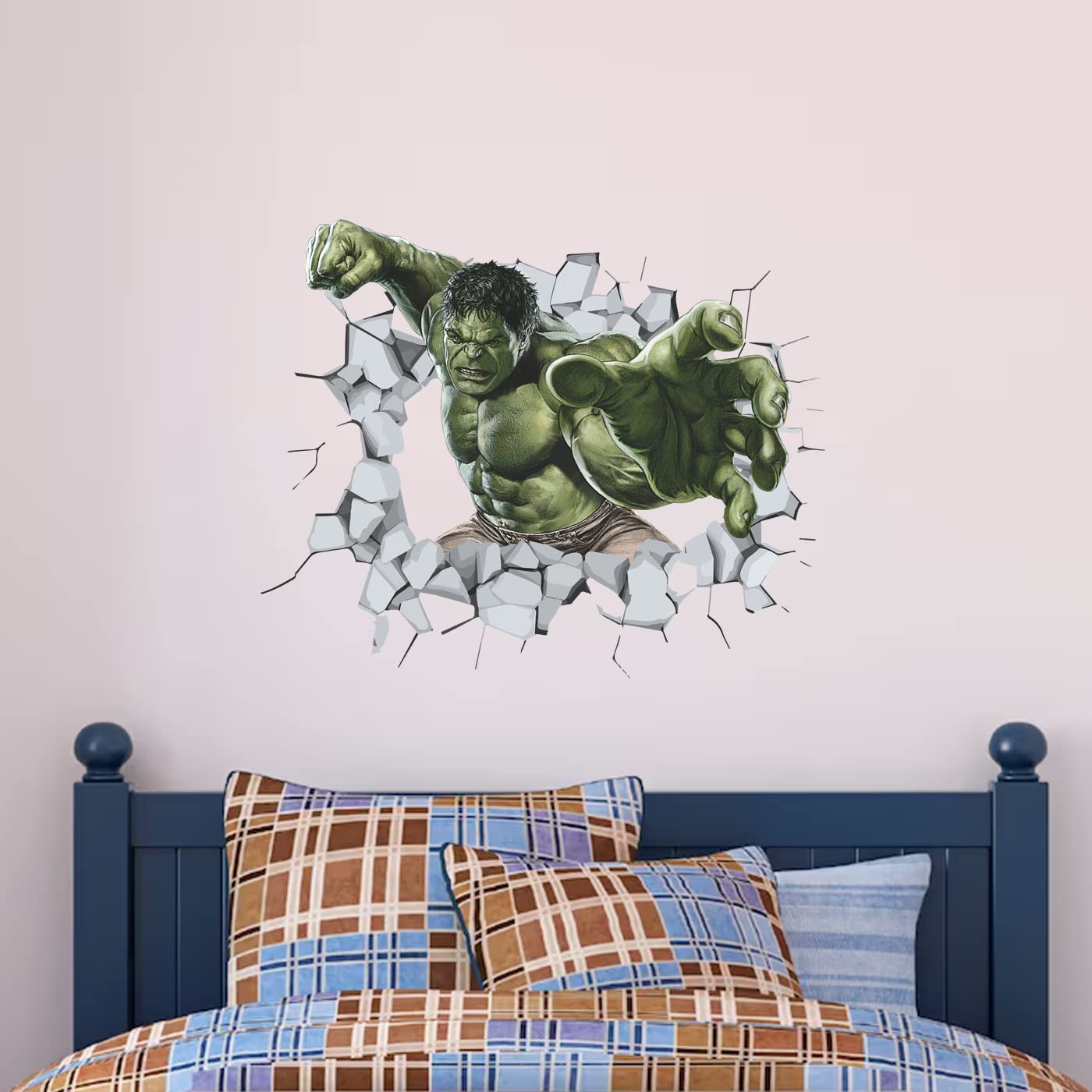Kids Wall Decals Superhero Wall Poster Decal Stickers Green Man's Wall Decal Peel and Stick for Boys Playroom Bedroom Wall Decor