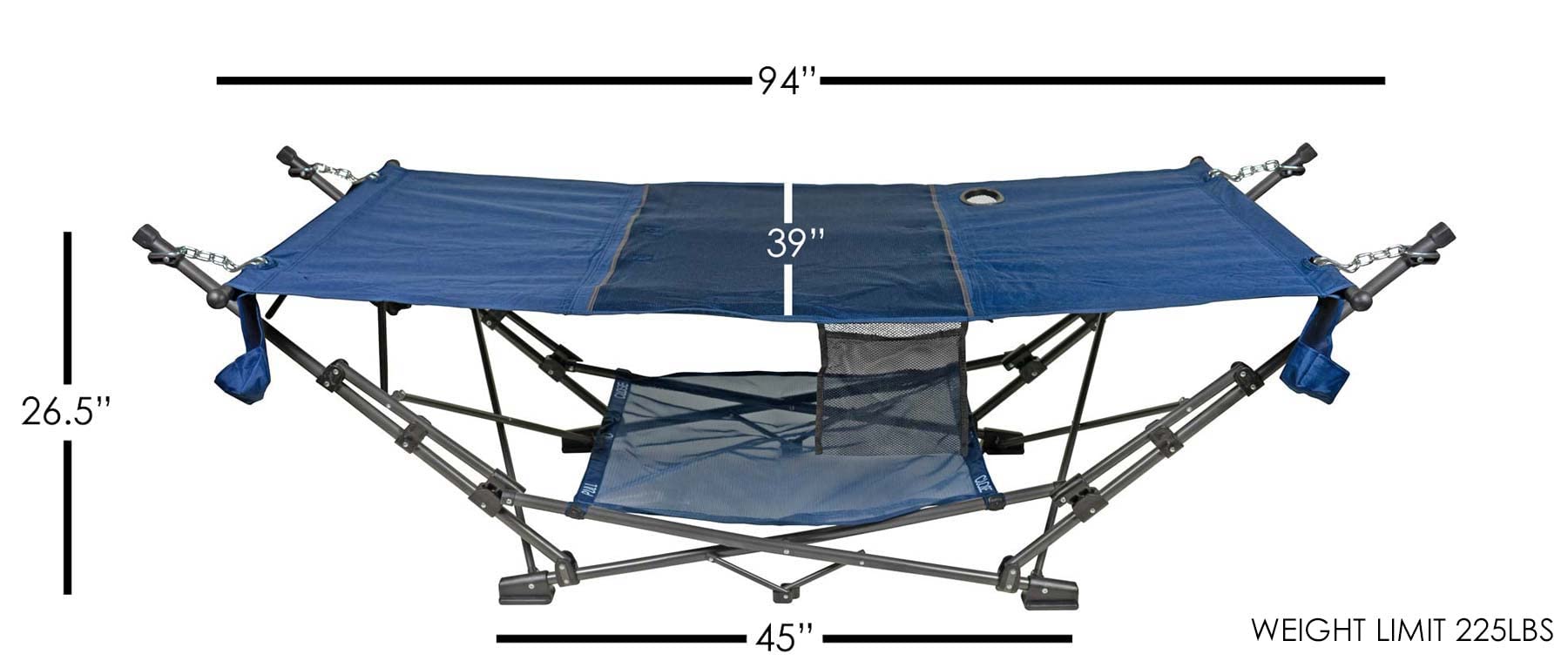 Zenithen Limited Outdoor Indoor Portable Foldable Metal Framed Lounge Hammock Furniture for Camping, Backyard, and Patio, Full Sized Hammock with Storage, Blue