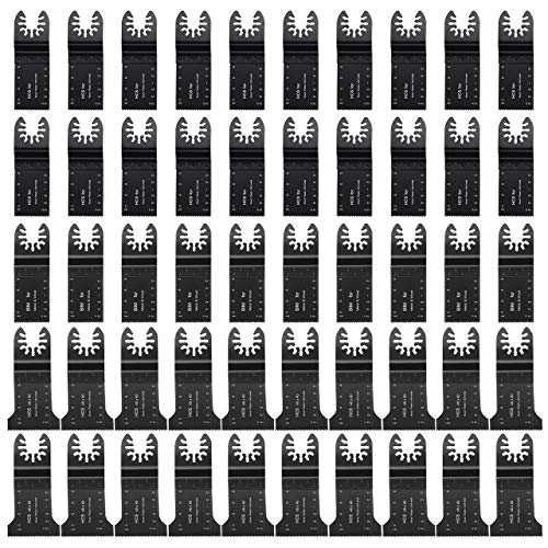 Powerextra 50 Pack Bi-Metal Wood/Metal Oscillating Saw Blades Universal Quick Release Multitool Tool Blade Japan Tooth for Bosch, Craftsman, DeWalt, Dremel, FEIN, Ridgid, TCH, Makita, Milwaukee