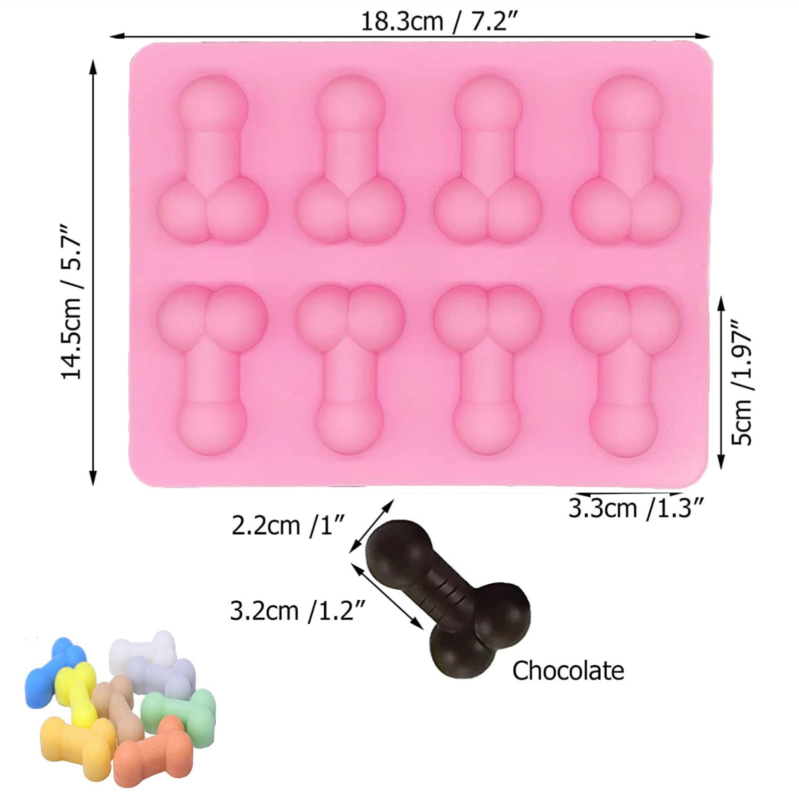 Nenkarn 2Pcs Chocolate Molds, Silicone Mold, Ice Cube Mold, Funny Candy Molds for Single Party Making Ice, Candy, Chocolate (Pink)